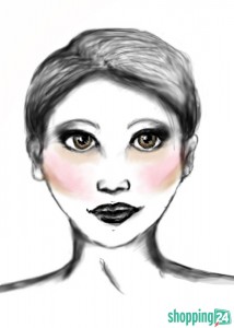 Illustration mit Make-Up Tipps für ein rundes Gesicht